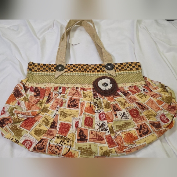 Handmade | Bags | Vintageinspired Stamp Print Handmade Tote Bag | Poshmark